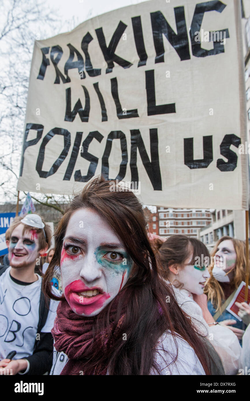 London, UK . 19th Mar, 2014. A Fracked Future themed carnival takes ...