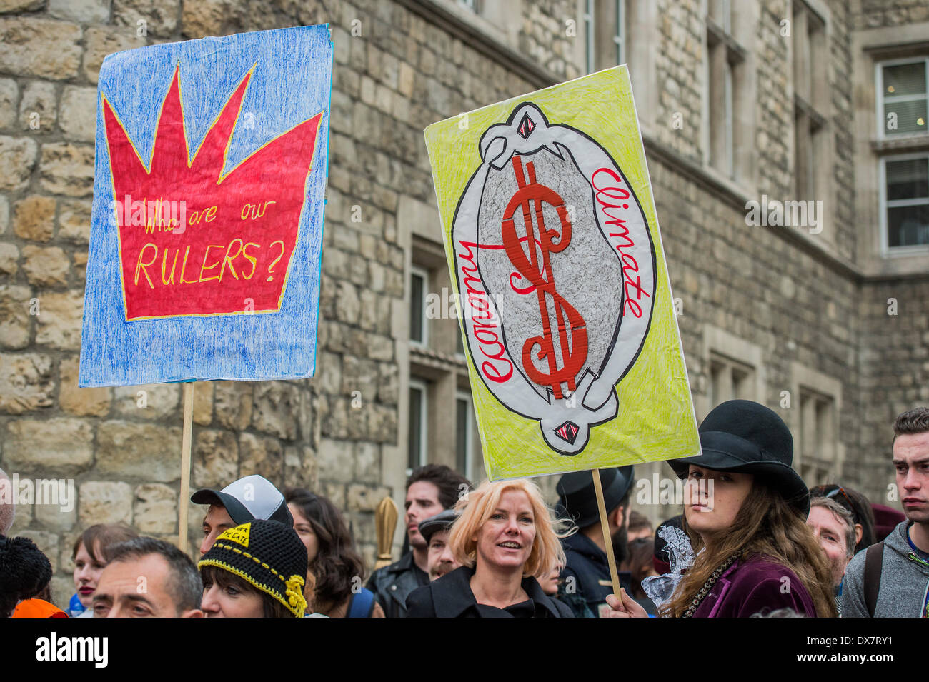 London, UK . 19th Mar, 2014. A Fracked Future themed carnival takes ...