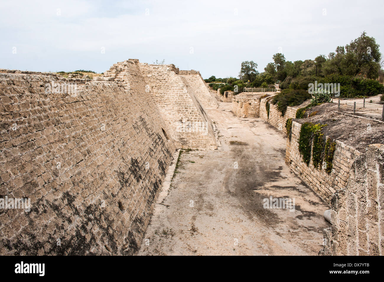 The fortified walls and moat Caesarea, Israel Stock Photo - Alamy