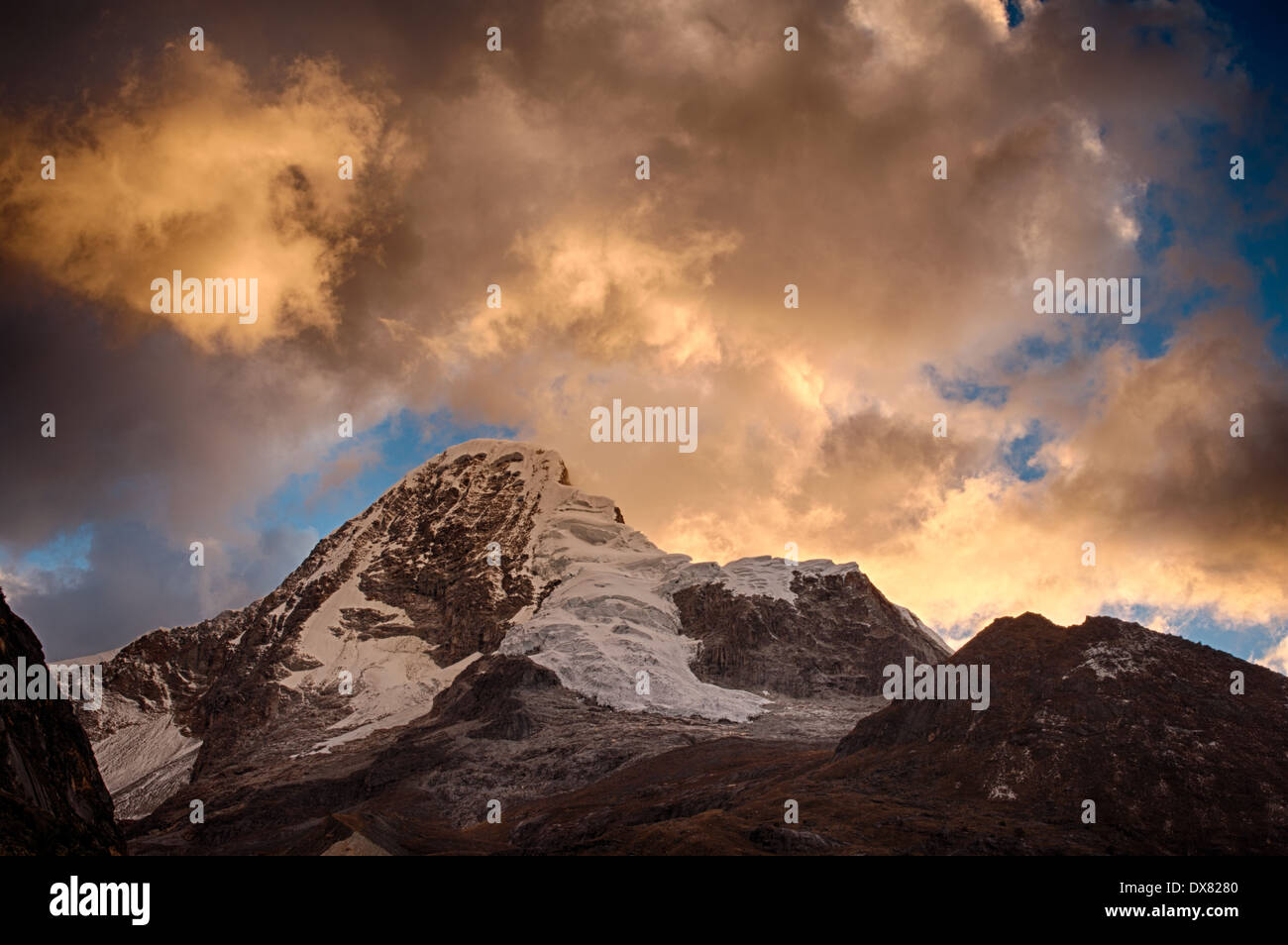 Paramount mountain in peru, during beautiful sunset Stock Photo - Alamy