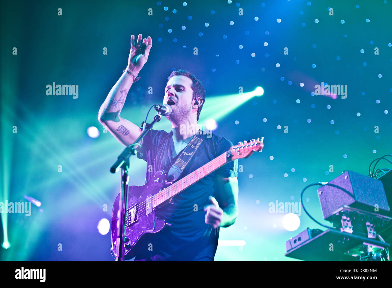 Anthony Gonzalez of M83 performing live at Brixton Academy London ...