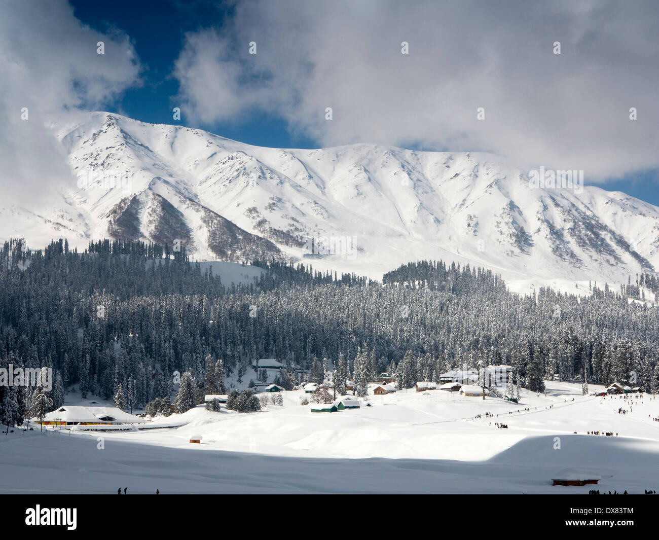 India, Kashmir, Gulmarg, Himalayan Ski Resort, nursery slopes after ...