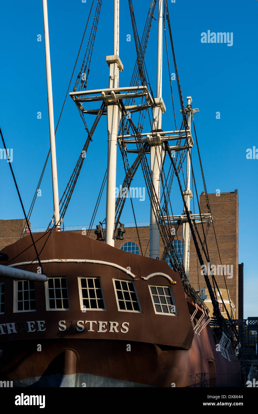 Ships at Tobacco Dock, Wapping, East London: the Three Sisters, a ...