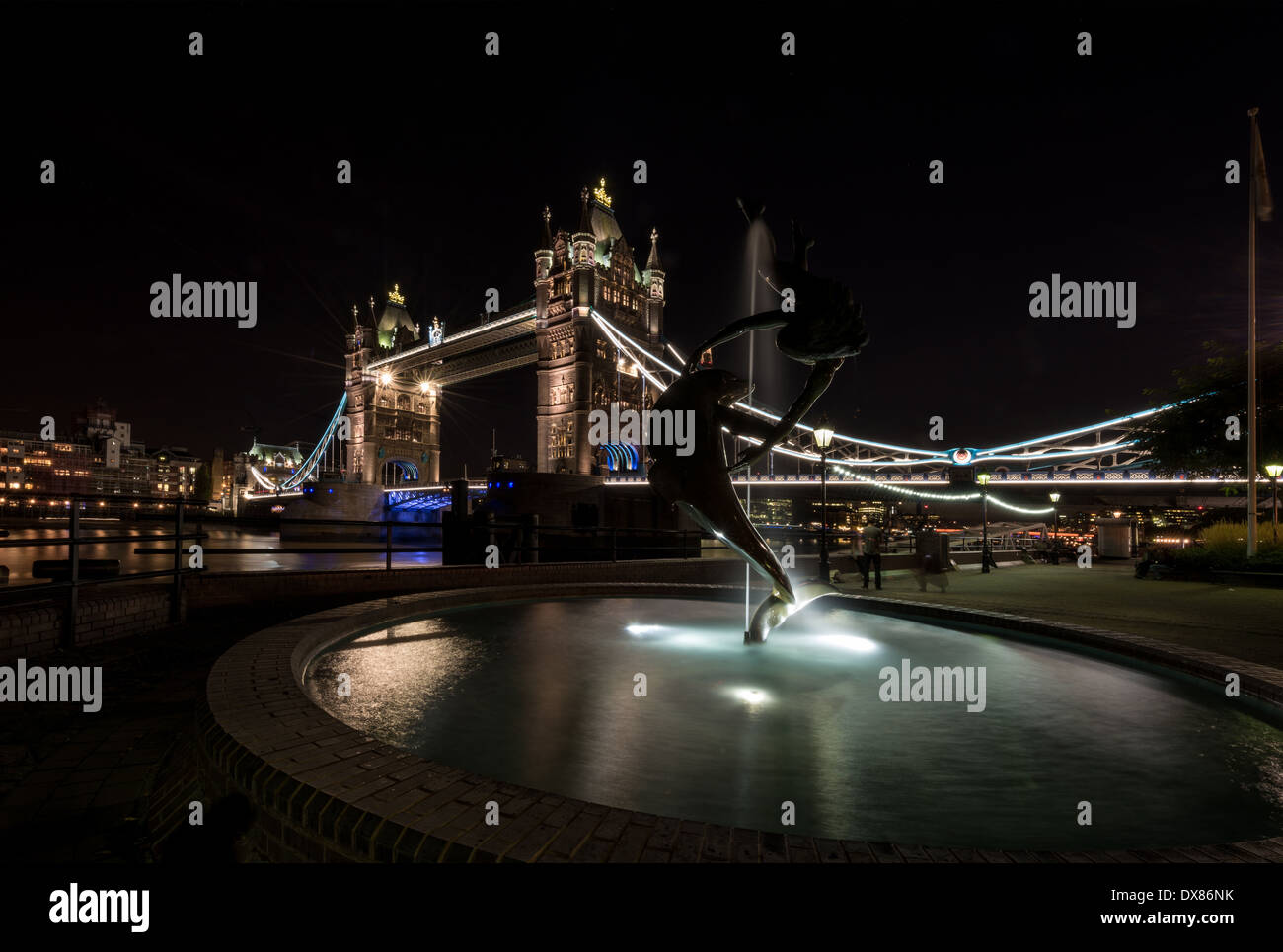 Girl with a Dolphin statue by David Wynne at night, located alongside ...