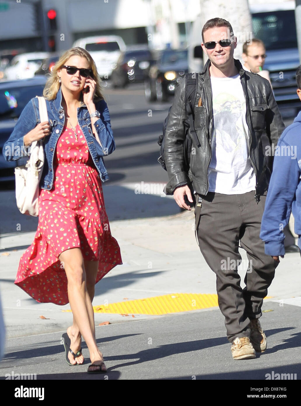 Estella Warren walking with a friend in Beverly Hills Los Angeles ...