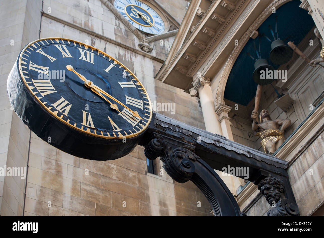 The clock of St Dunstan in the West, a Romanian Orthodox church on ...