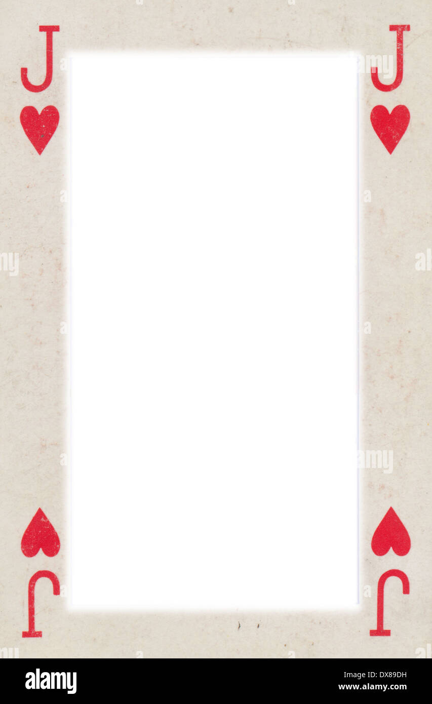 frame from old jack of heart playing card. Isolated on white Stock ...