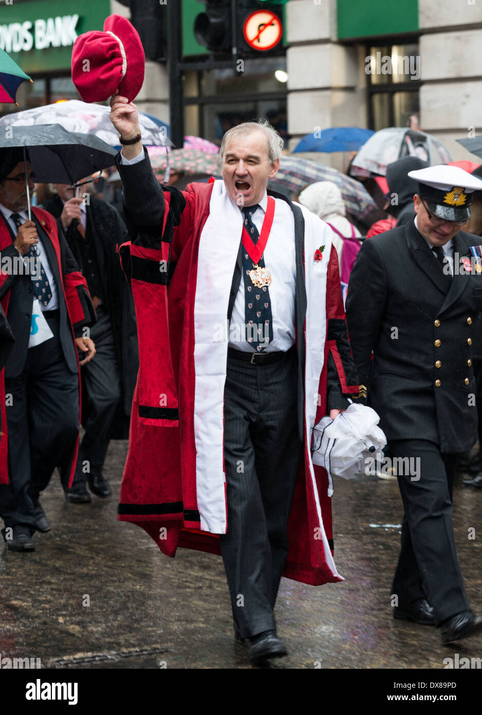 A City of London Alderman in full robes marching in the Lord Mayor's ...