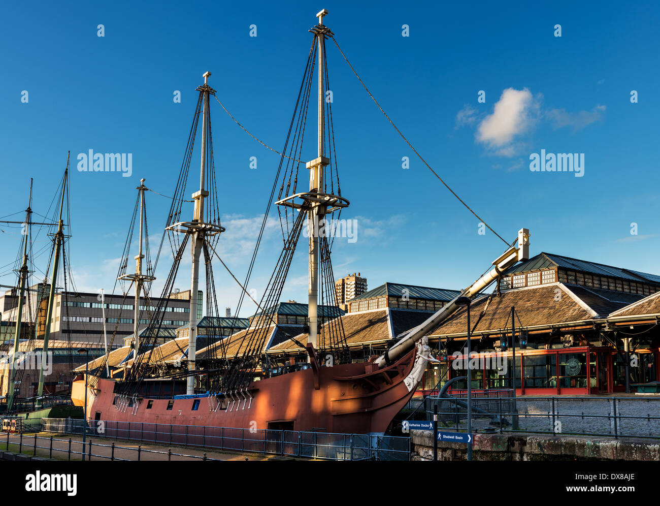 Ships at Tobacco Dock, Wapping, East London: the Three Sisters, a ...