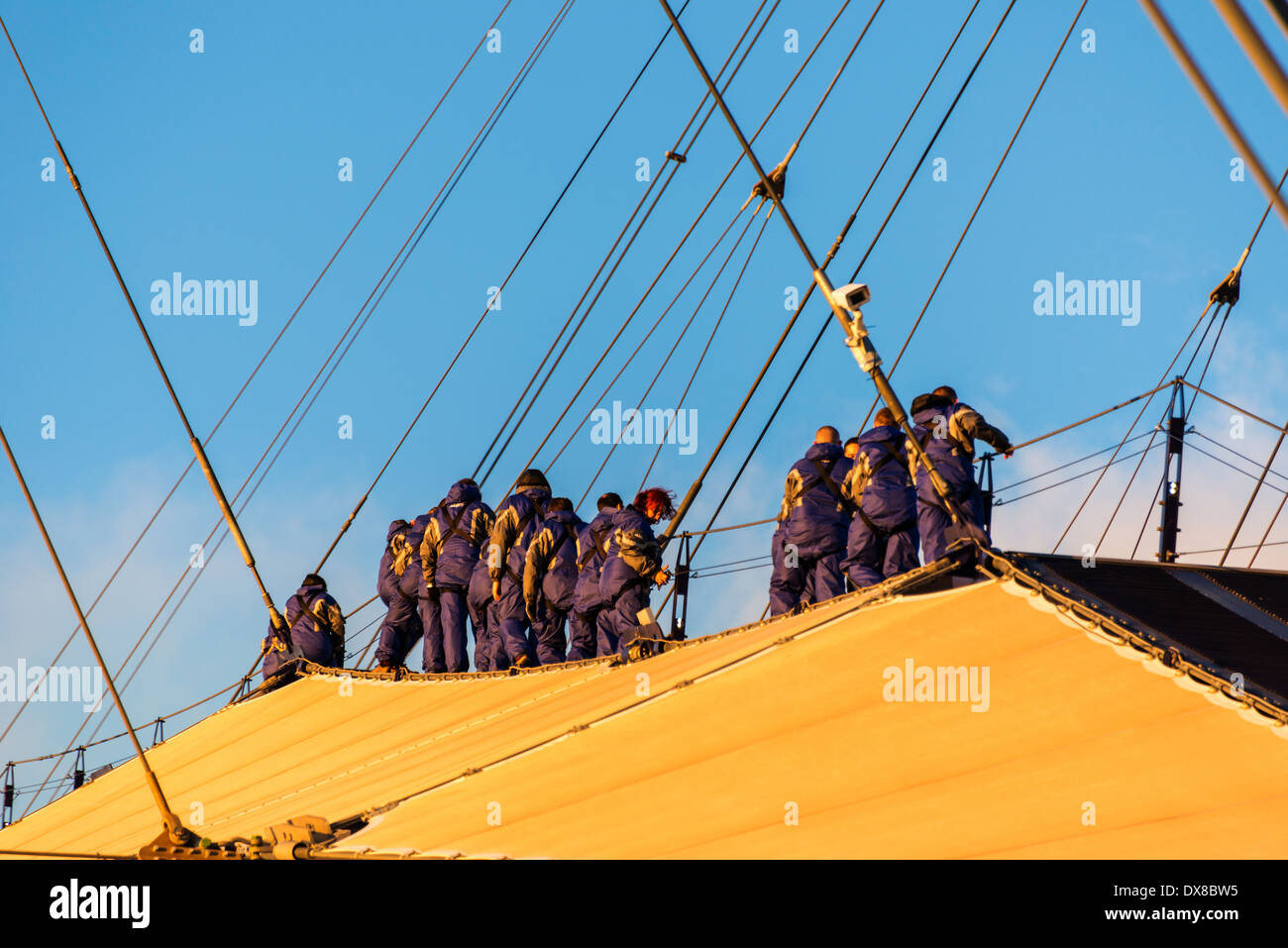 Climbers ascending the O2 Arena as part of the Up at The O2 experience ...