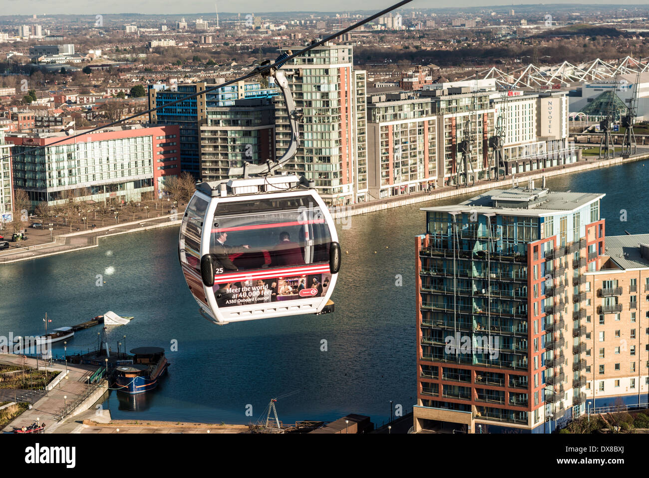 Emirates air line cable car between greenwich and docklands hi-res ...