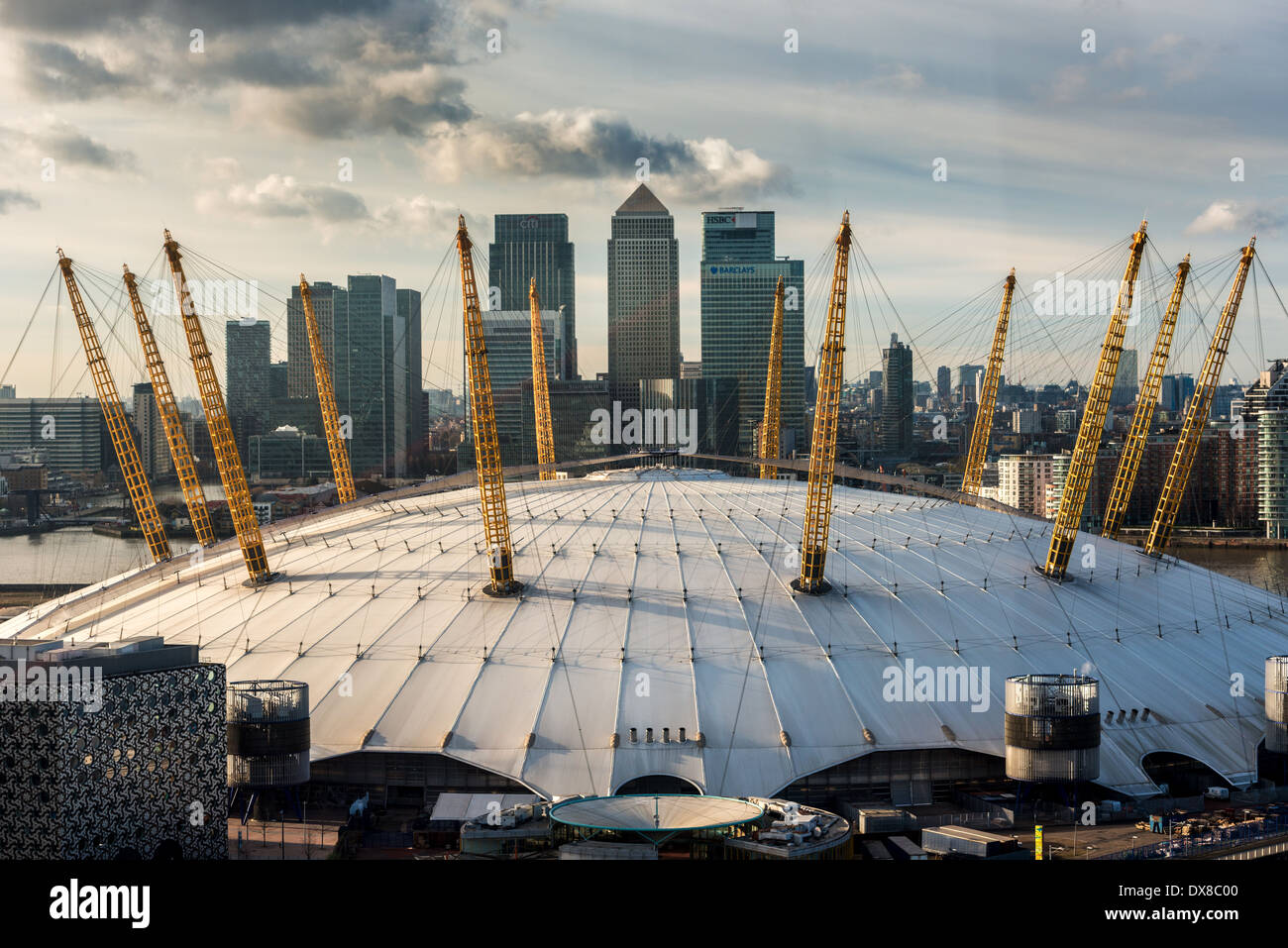 The O2 Arena, formerly the Millennium Dome against the backdrop of ...