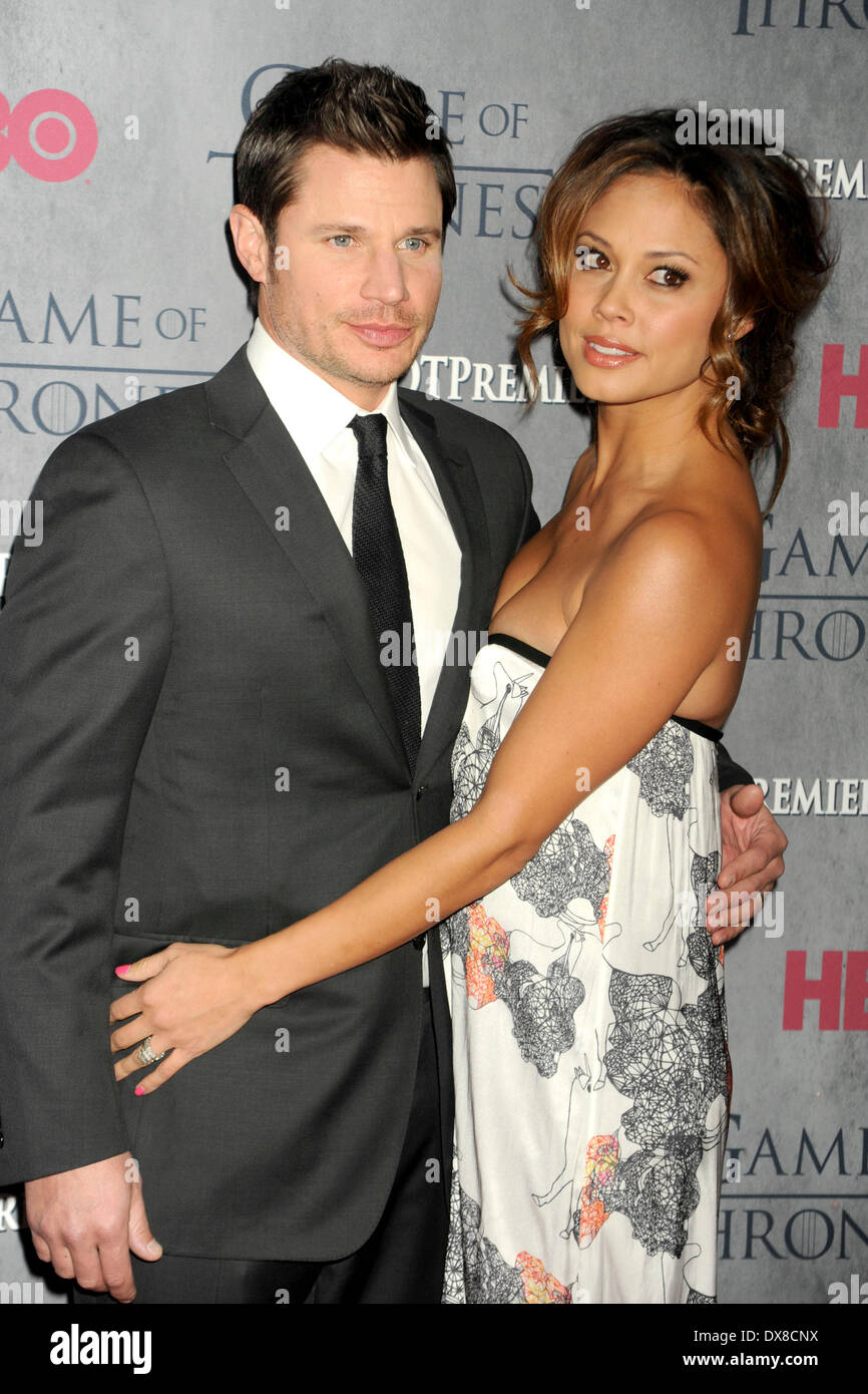 Nick Lachey and Vanessa Lachey attending the 'Game Of Thrones' Season 4 ...