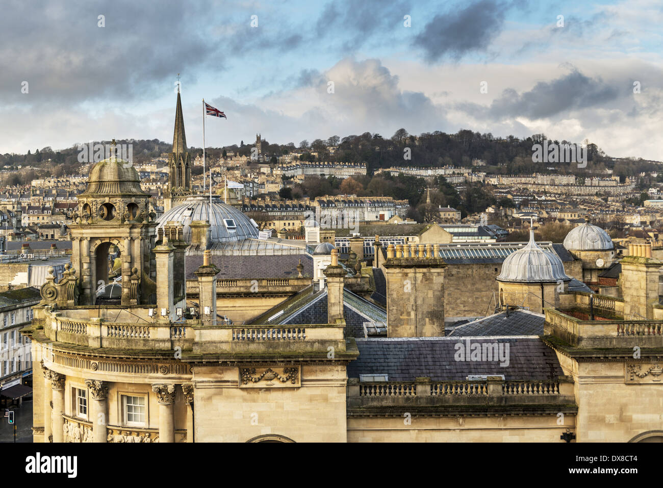 Views over the rooftops of Bath, Somerset, looking North across the ...