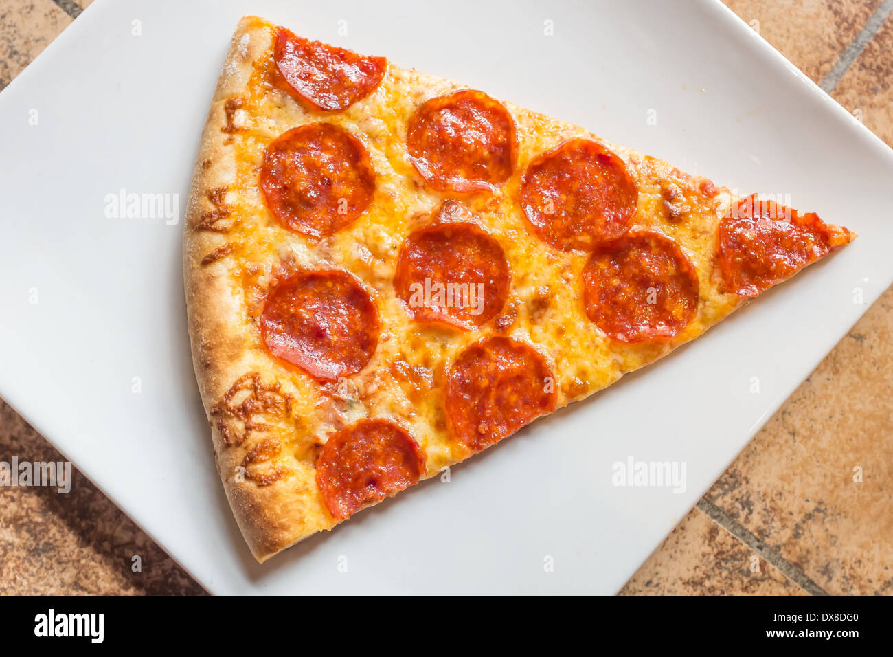 Closeup view of a slice of a pepperoni pizza Stock Photo - Alamy