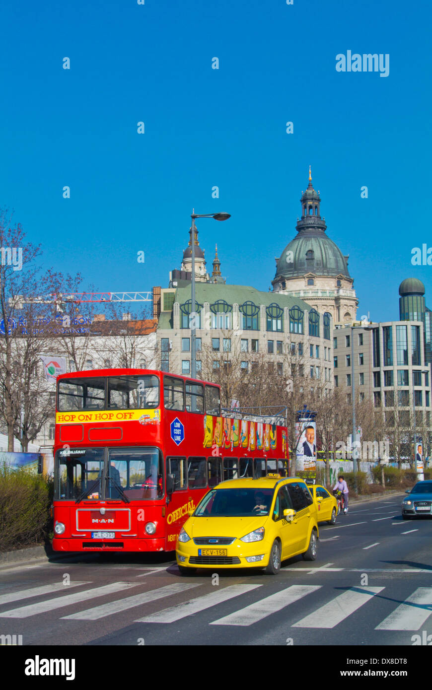 Traffic at Deak Ferenc tere square, central Budapest, Hungary, Europe ...