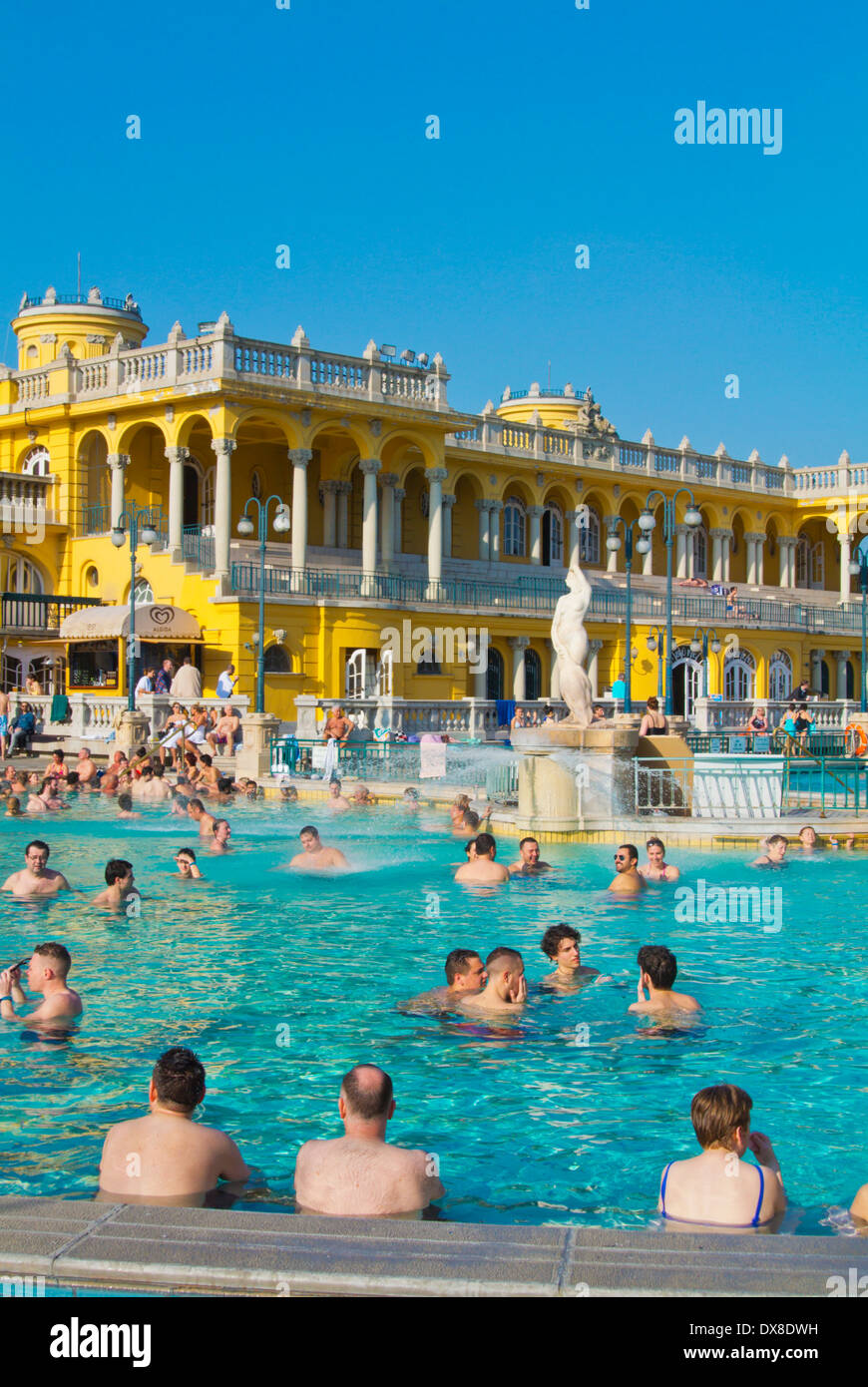 Outdoors thermal pools, Szechenyi furdo bath, Varosliget the city park ...