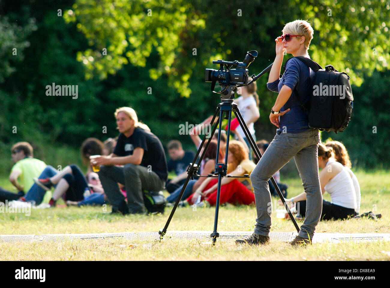 Cameraman filming woman hi-res stock photography and images - Alamy