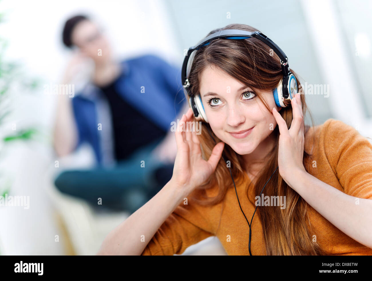 Couple music listening boring hi-res stock photography and images - Alamy