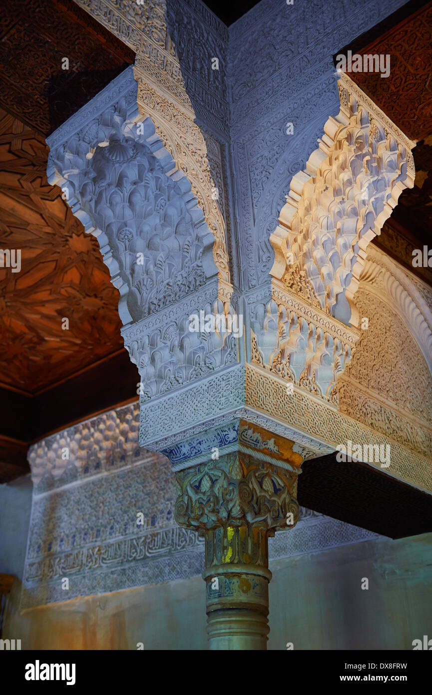 Nasrid mocarabe Arab pillars and capitals in the Mexuar administrative ...
