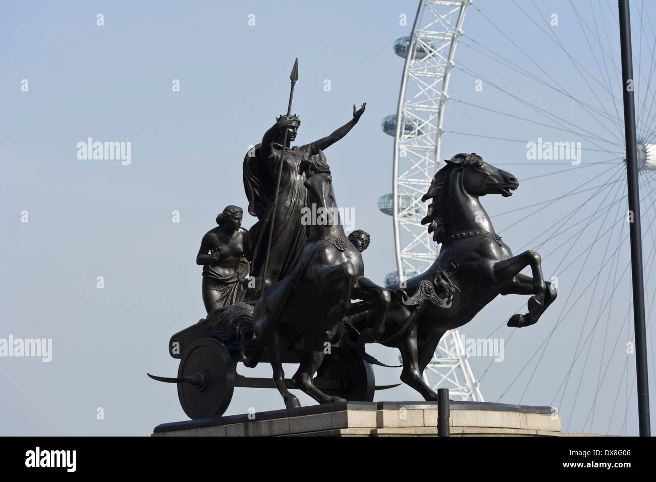 Statue of Queen Boudica in a Chariot pulled by horses on Westminster ...