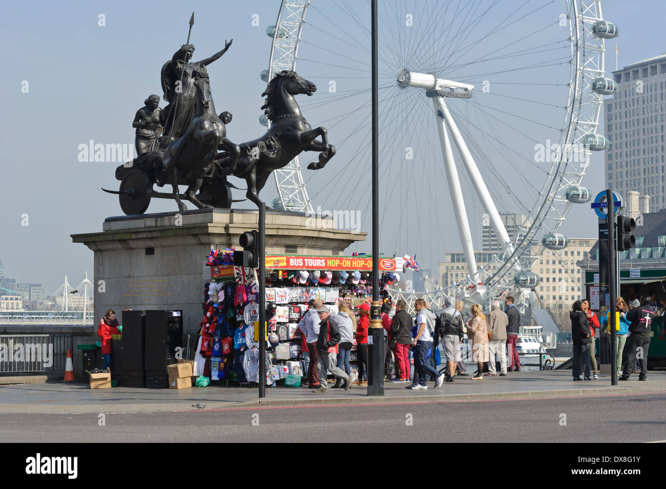 Statue of Queen Boudica in a Chariot pulled by horses on Westminster ...