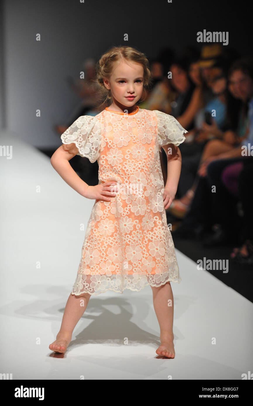 LOS ANGELES, CA - MARCH 10: A child model walks runway at Nancy Vuu ...