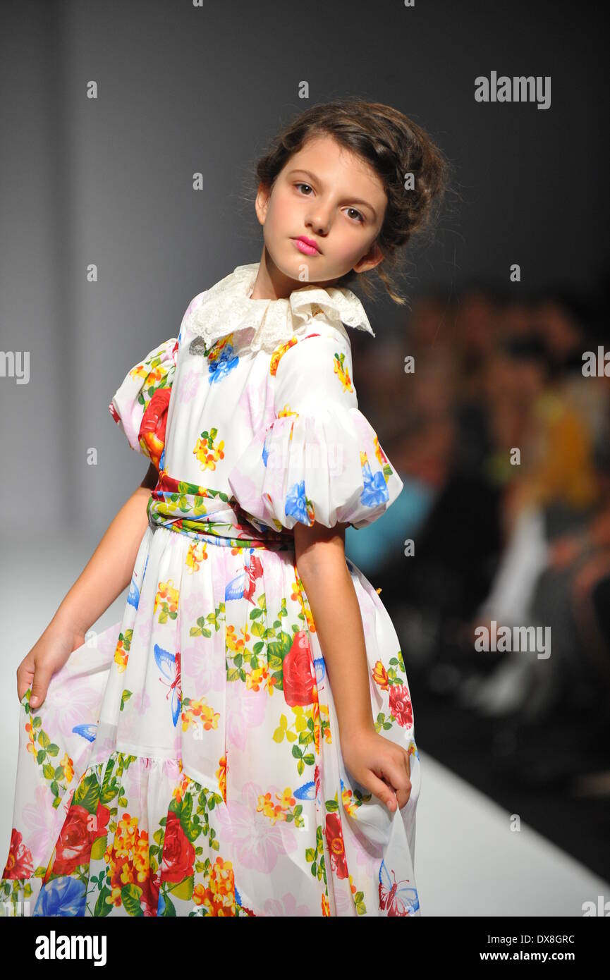 LOS ANGELES, CA - MARCH 10: A child model walks runway at Nancy Vuu ...