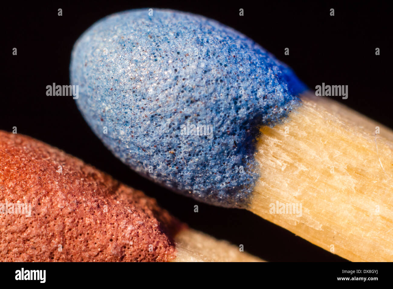 Blue tipped match head Stock Photo - Alamy