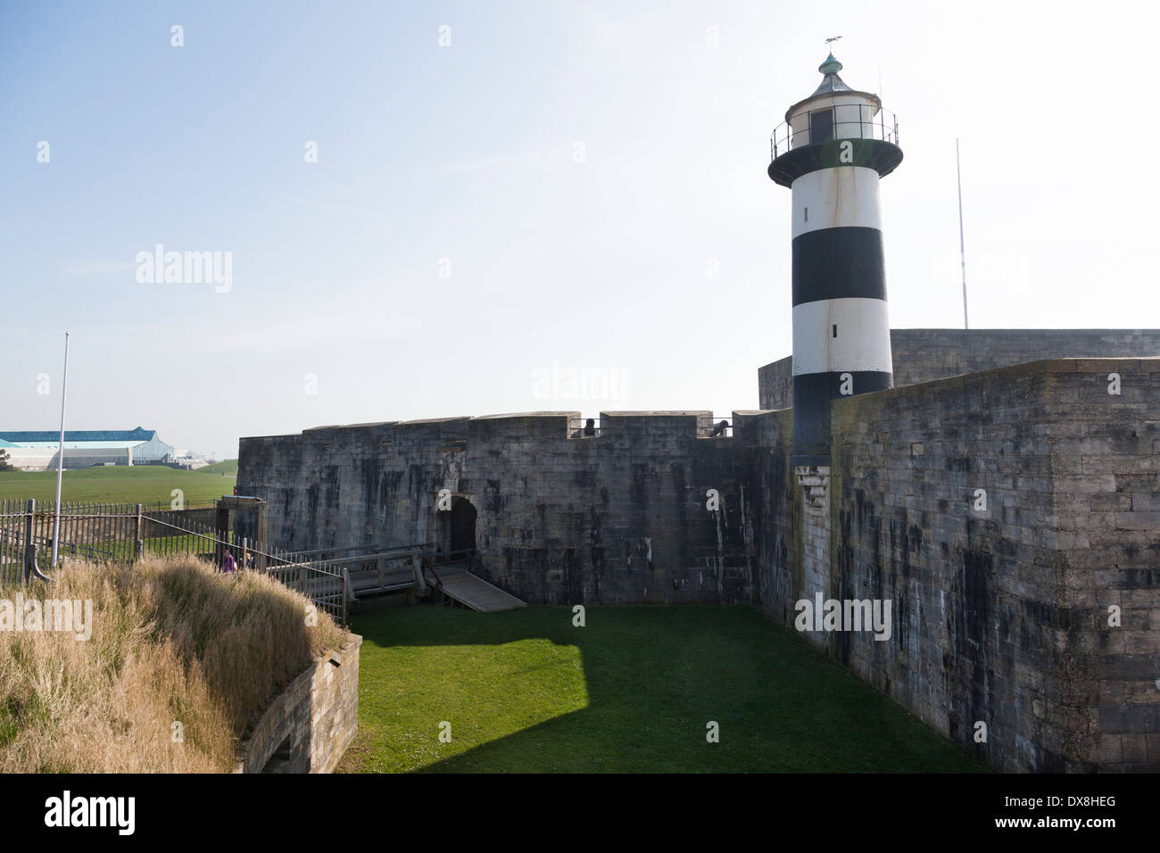 Lighthouse and moat at Southsea Castle Stock Photo - Alamy