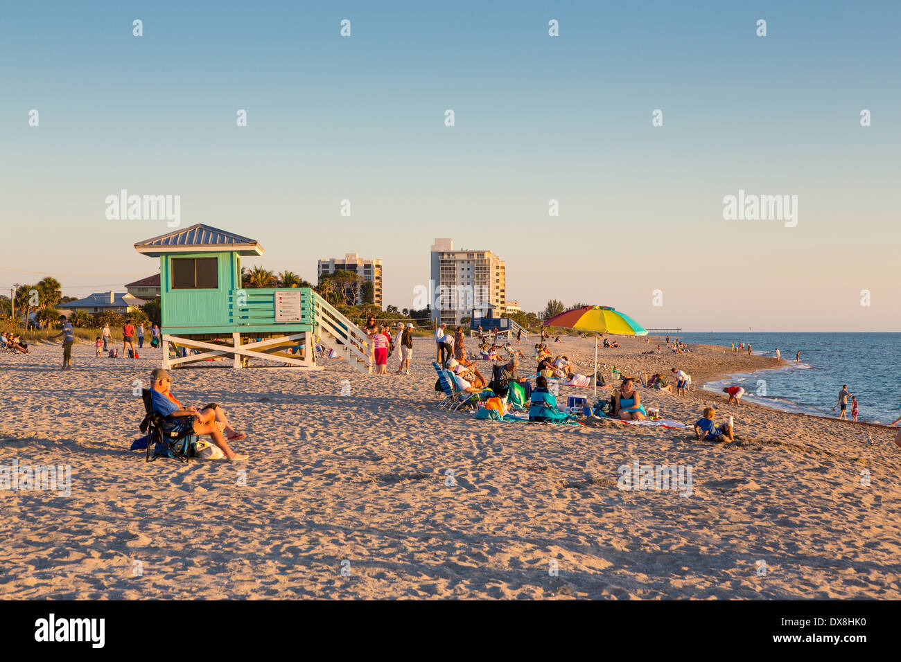 People on Venice Public Beach in Venice Florida on the Gulf of Mexico ...