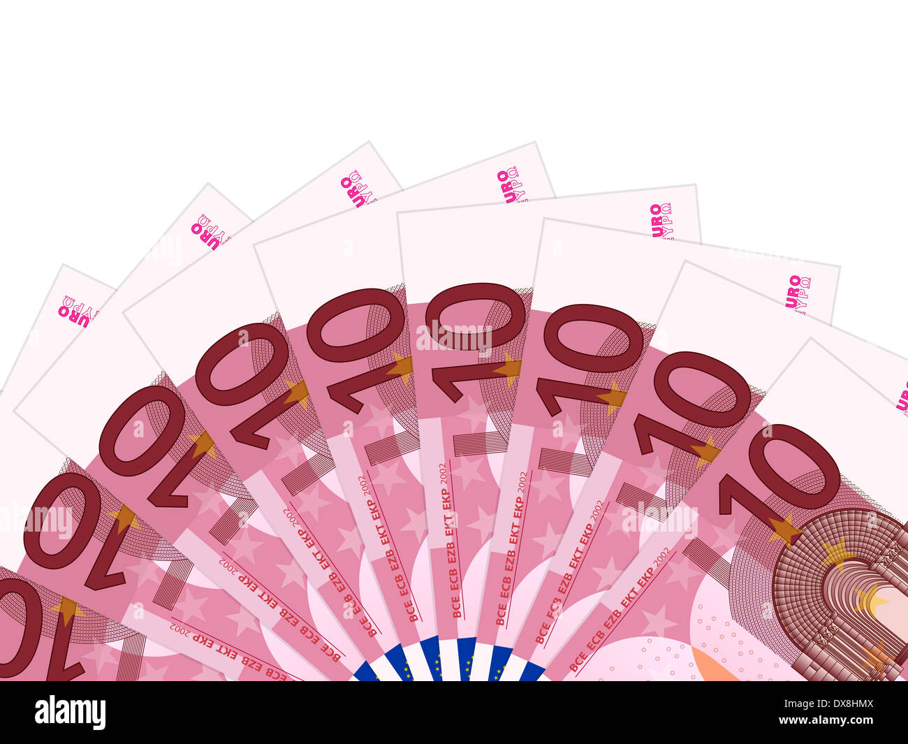 Ten banknotes on a white background. Vector illustration Stock Photo ...