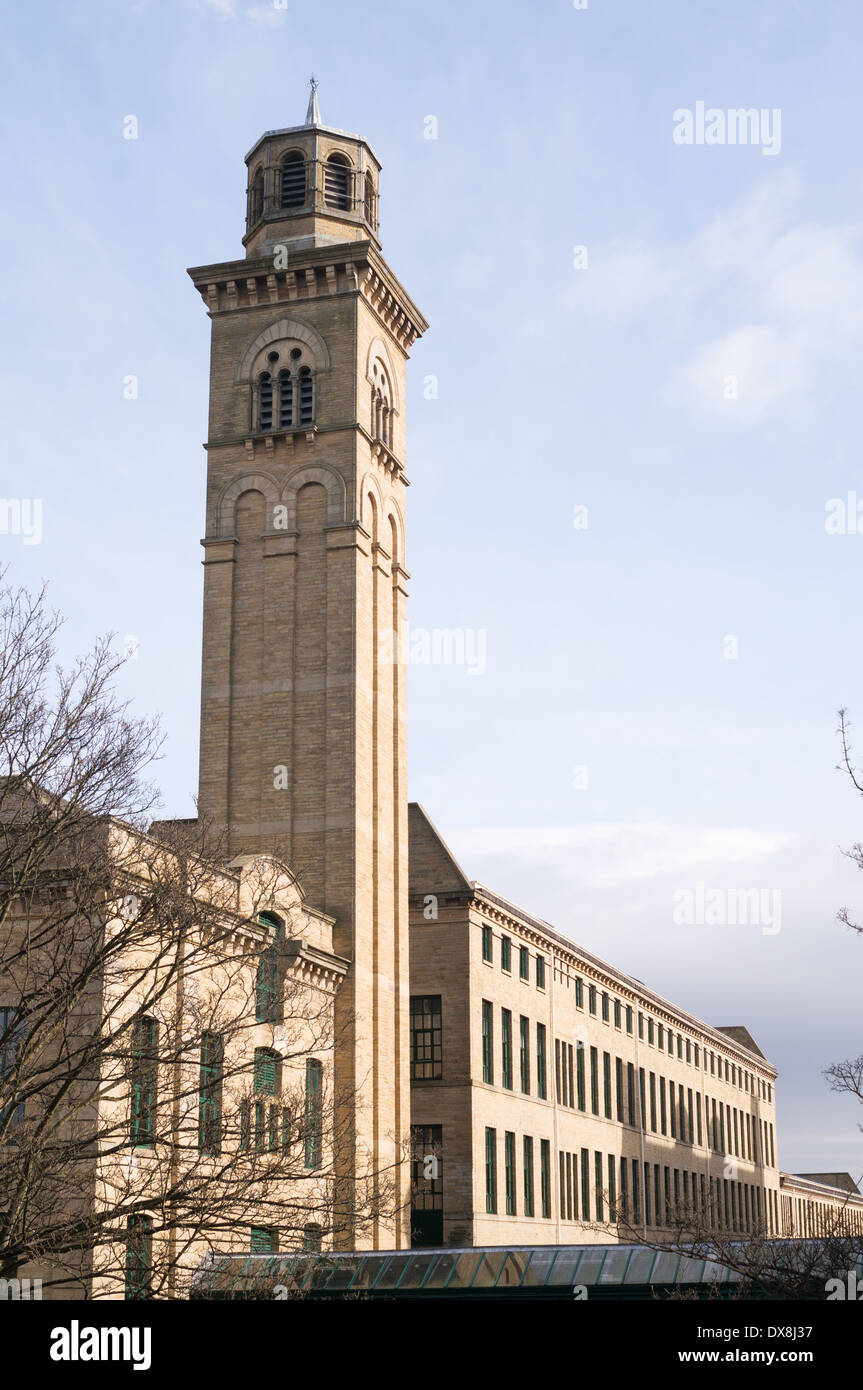 Saltaire New Mill and chimney tower West Yorkshire England UK March ...