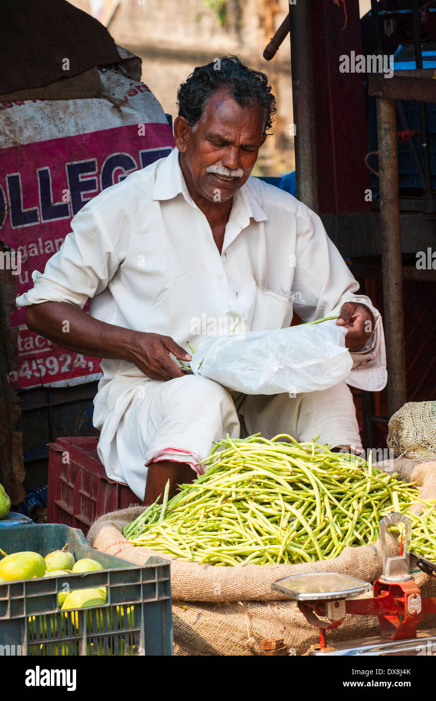 South Southern India Kerala Cochin Kochi Manacherry street market scene ...