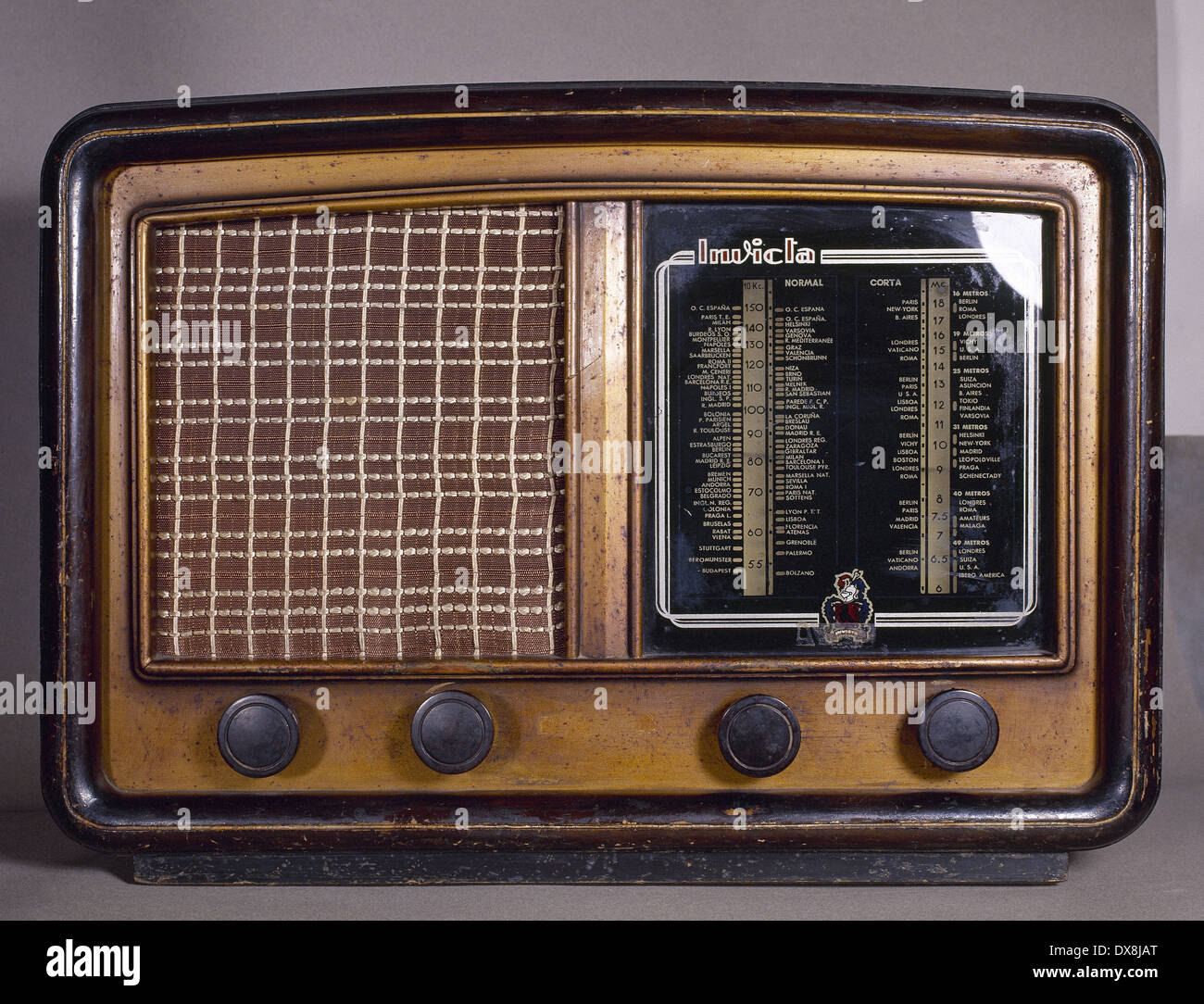 Ancient radio receiver. Brand Invicta Stock Photo - Alamy