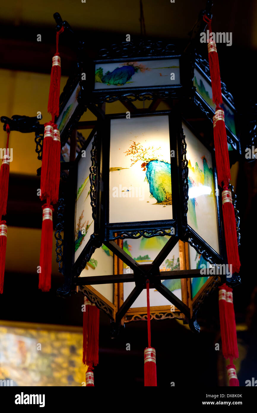Chinese Lantern in the Tokong Buddha Leong San Temple in Singapore ...