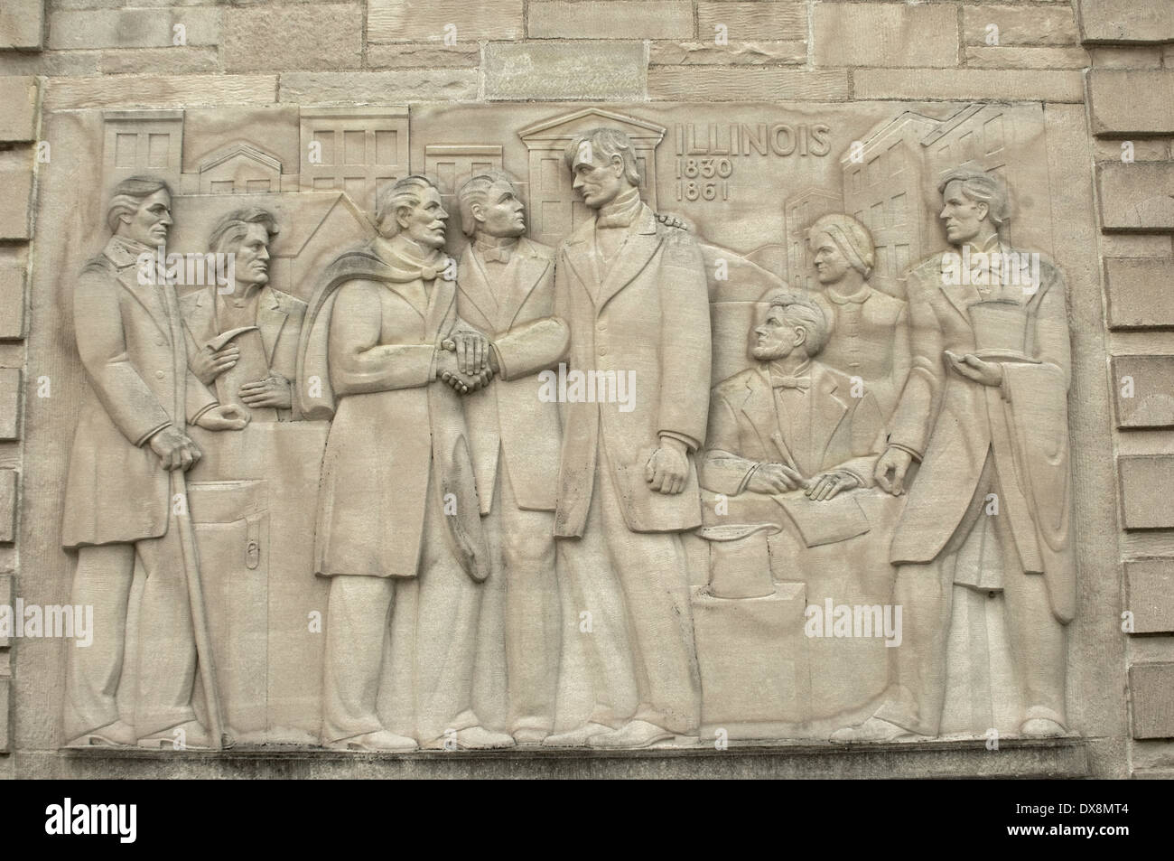 Lincoln as a young politician in Illinois, limestone bas-relief at the ...
