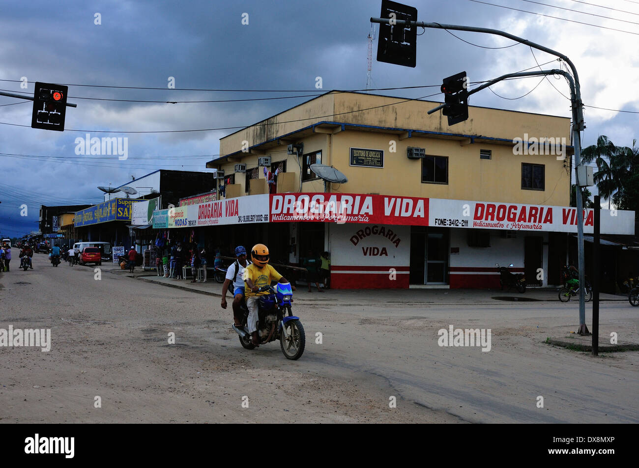 Main street- Border crossing in TABATINGA. State of Amazonas .BRAZIL ...