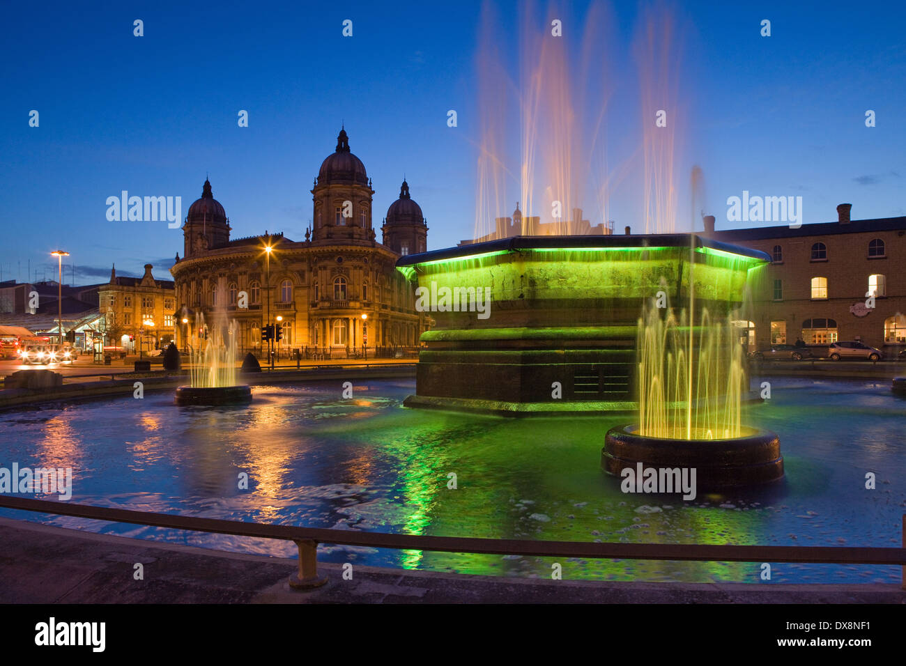 The Queens Gardens water fountain and the Maritime Museum in Hull ...