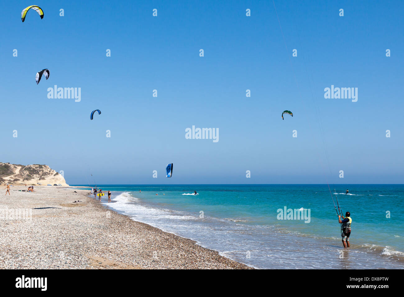 Learning how to kite surf at Avdimou beach Cyprus Stock Photo - Alamy