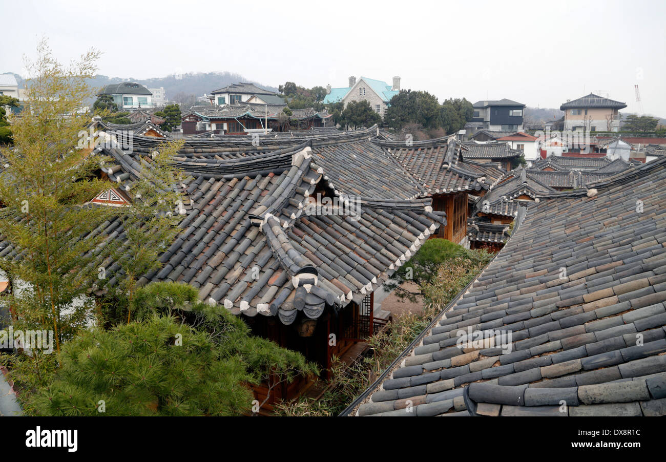 Korean traditional Hanok village in Seoul, South Korea Stock Photo - Alamy