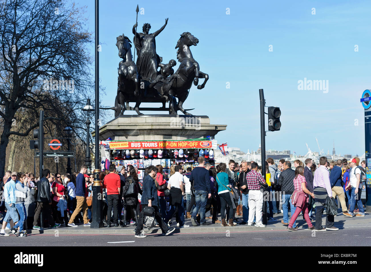 Statue of Queen Boudica in a Chariot pulled by horses on Westminster ...