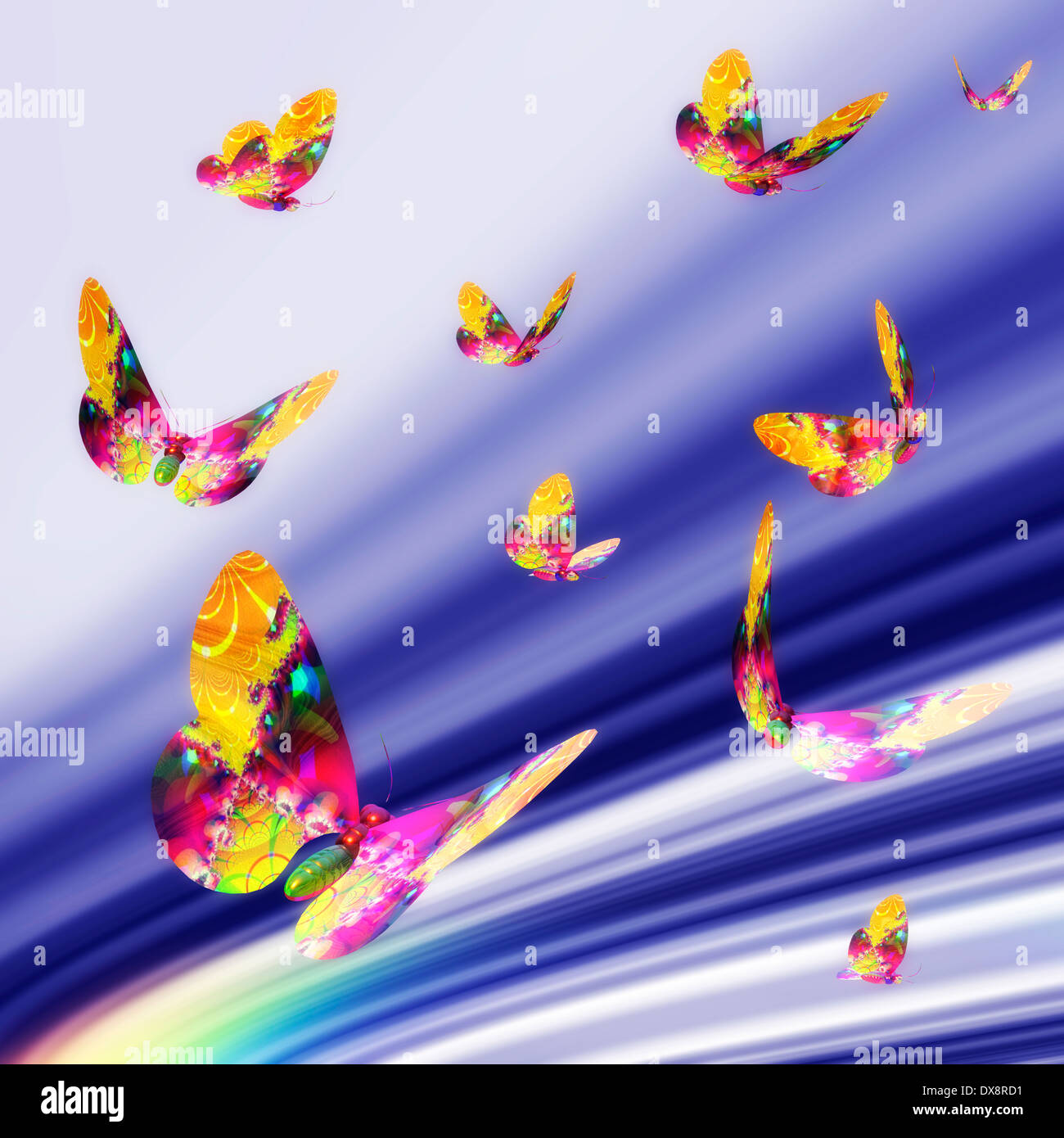 Digital Illustration of colorful Butterflies Stock Photo - Alamy