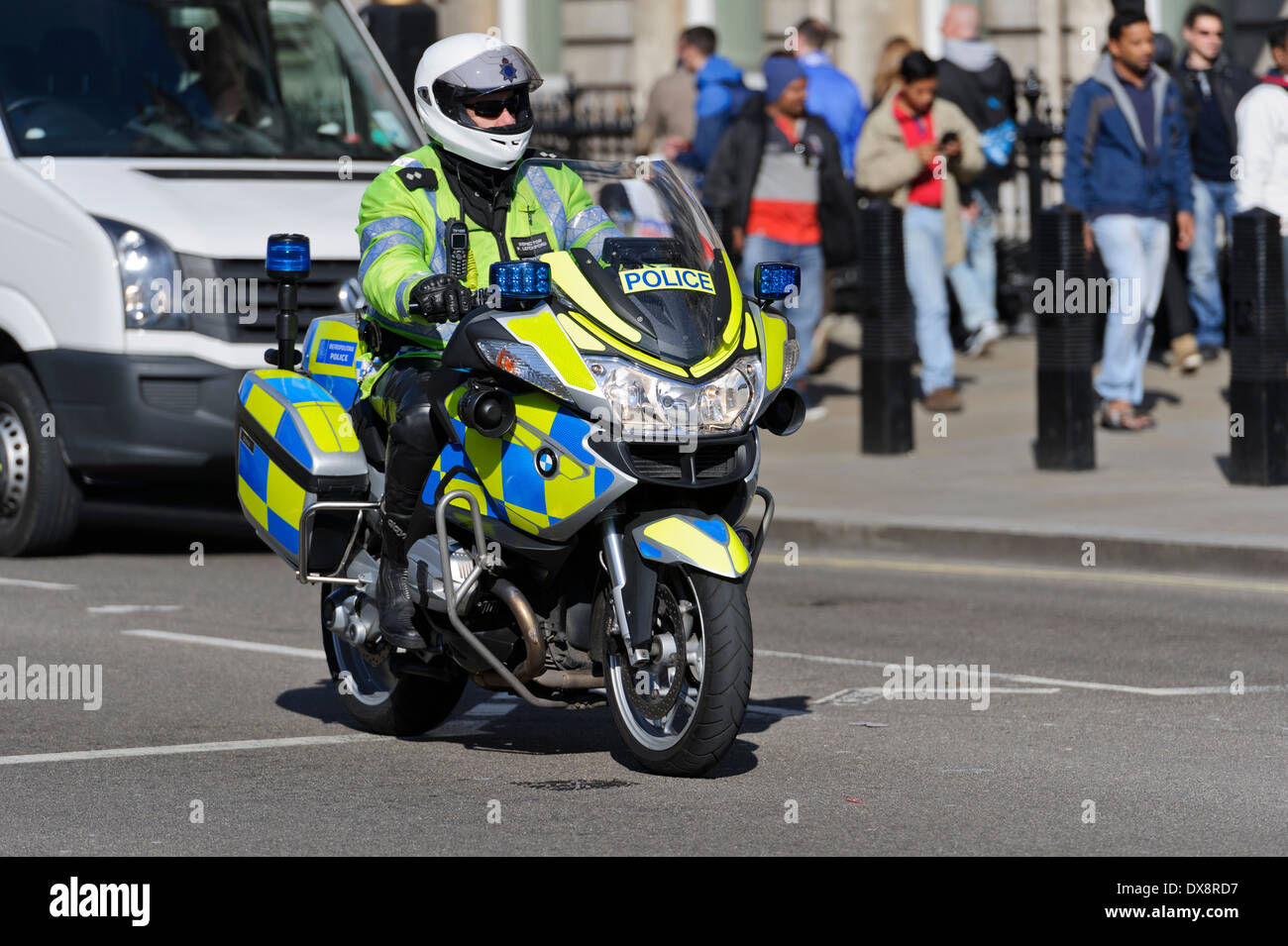 Uniform British Traffic Police Officer on BMW Motorbike, London Stock ...