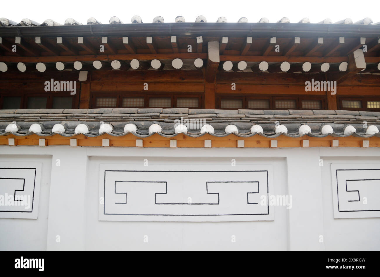 the wall at a Korean traditional Hanok village in Seoul, South Korea ...