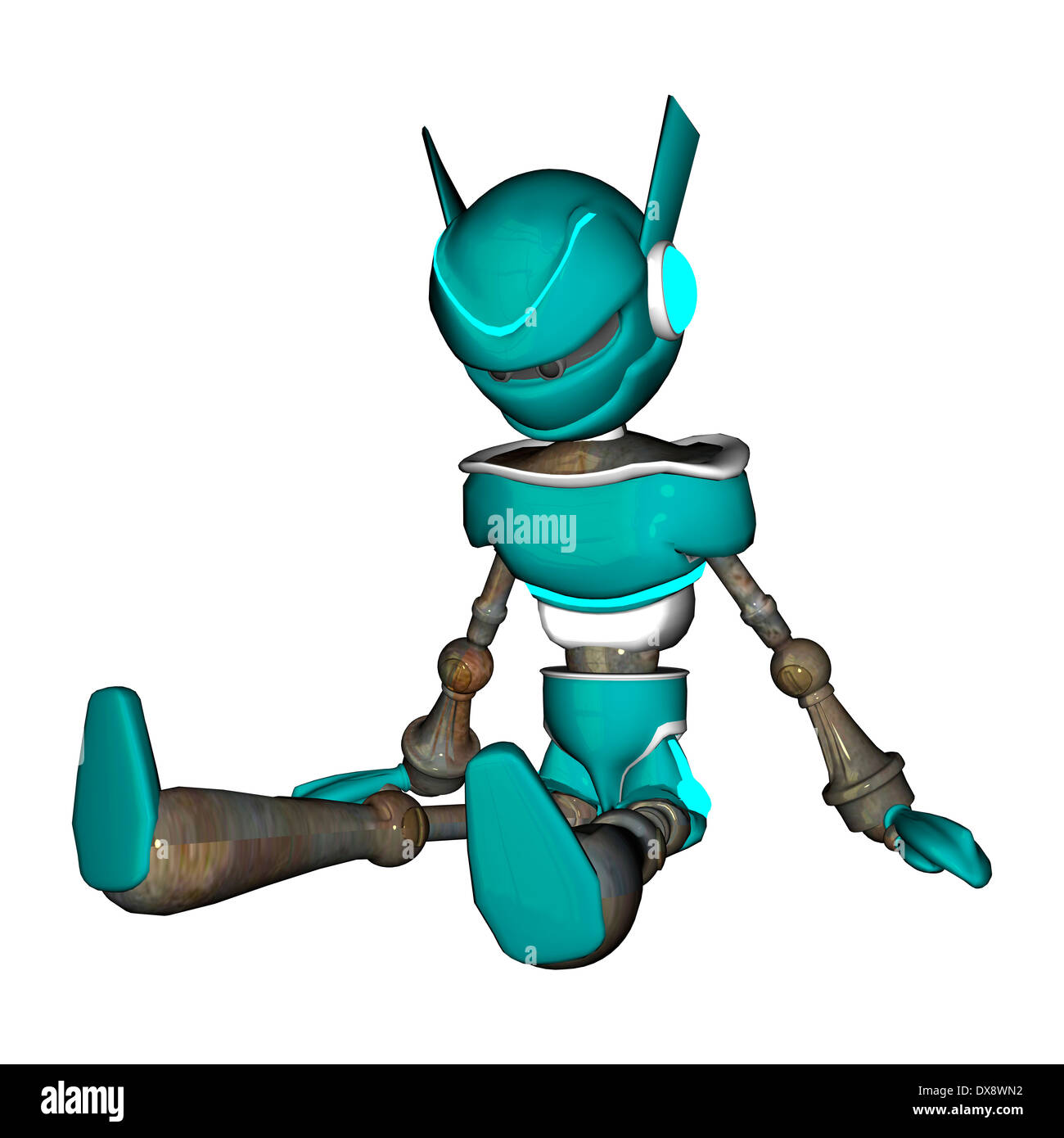 3D digital render of a cute shutdown robot isolated on white background ...