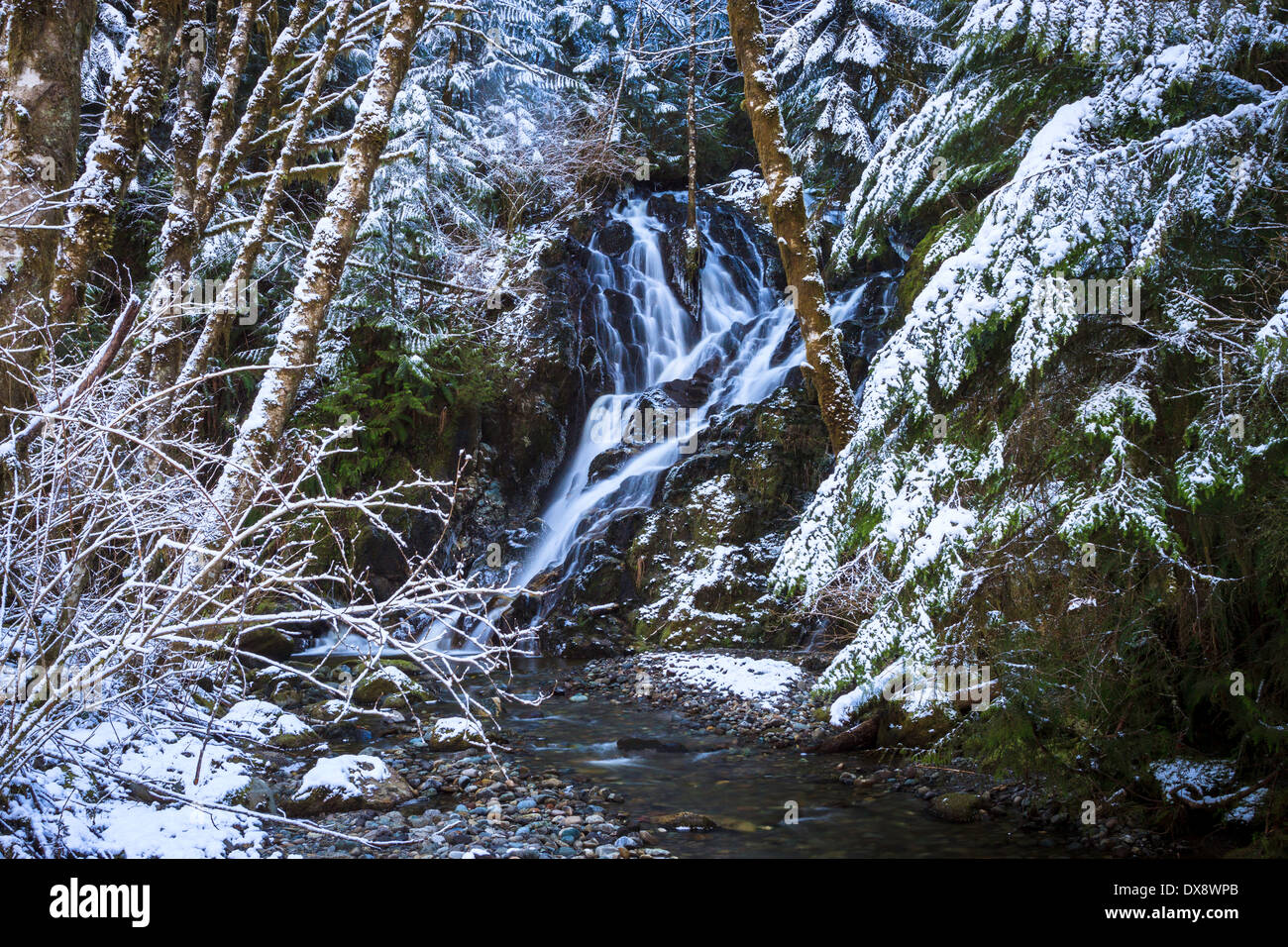A winter waterfall scene Stock Photo - Alamy