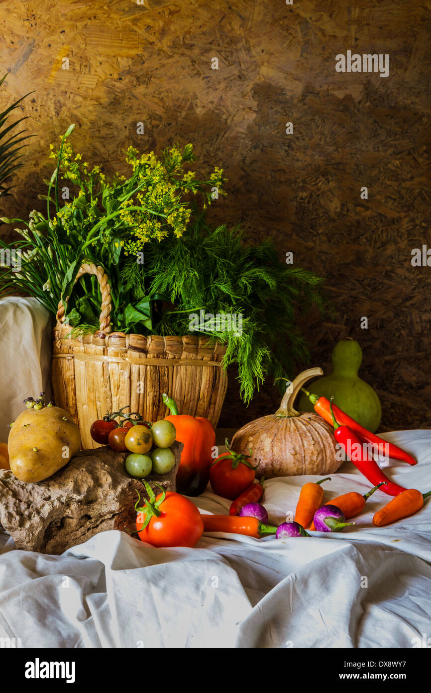 still life Vegetables, Herbs and Fruit as ingredients in cooking Stock ...