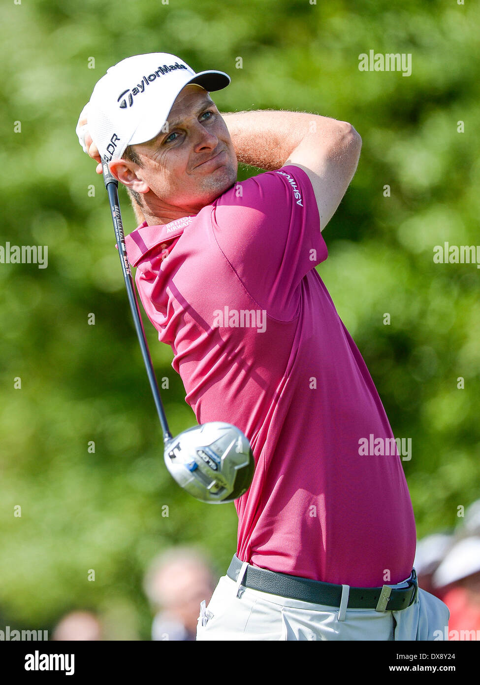 Orlando, Florida, USA. 20th March 2014. Justin Rose on the 1st tee ...