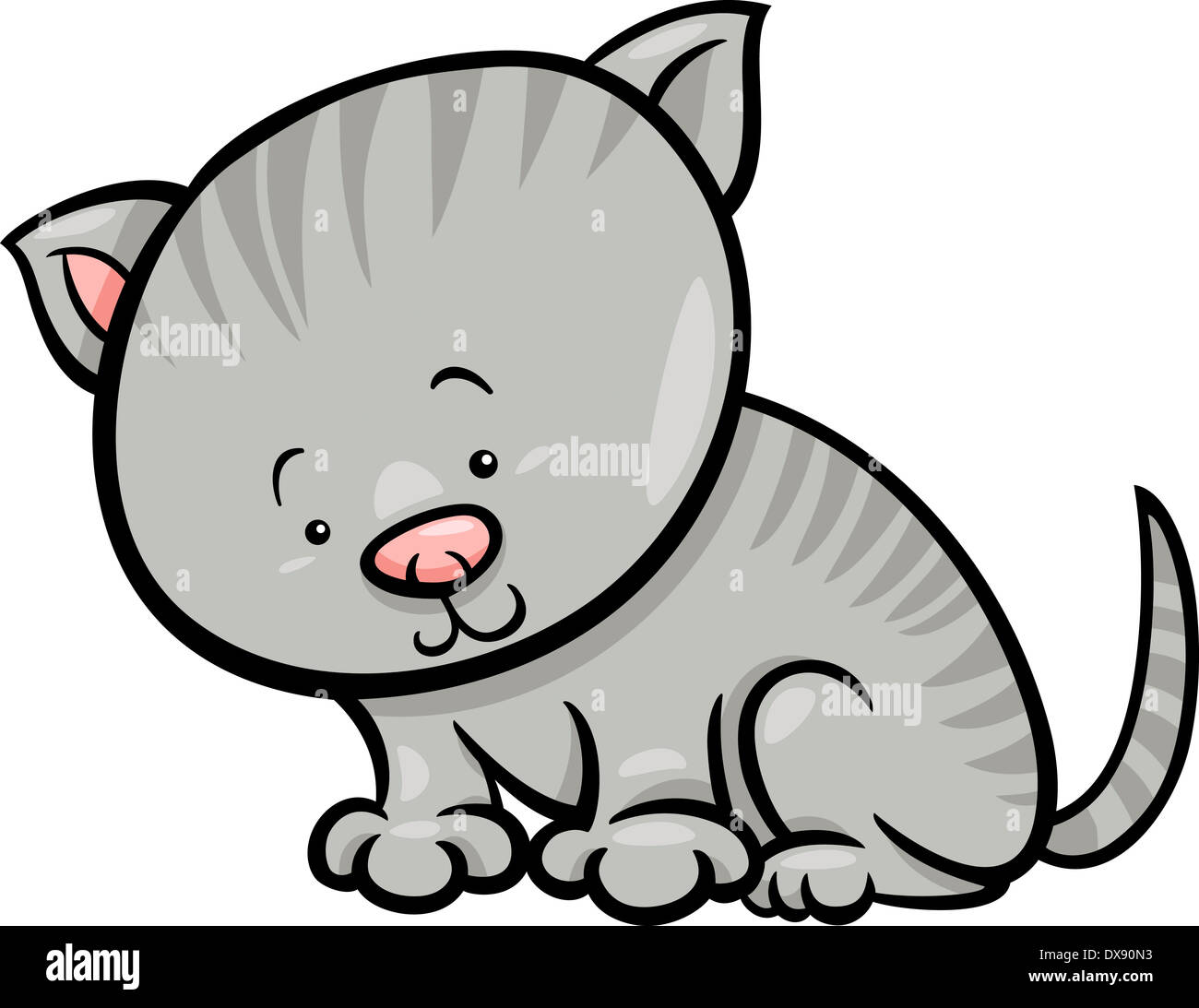 Cartoon Illustration of Cute Little Kitten Stock Photo - Alamy